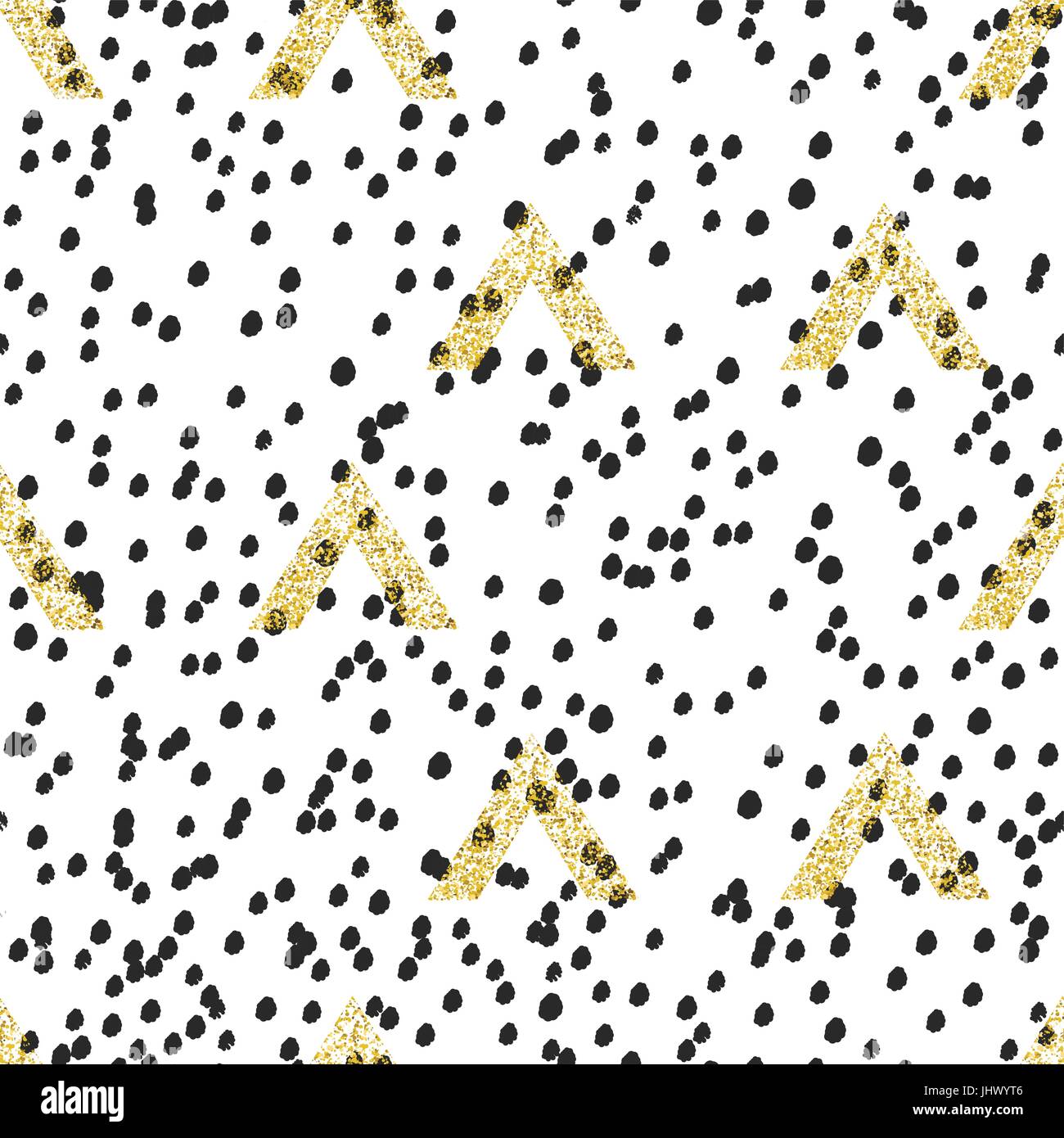 Gold geometric triangle with chaotic black doodle dots vector objects ...