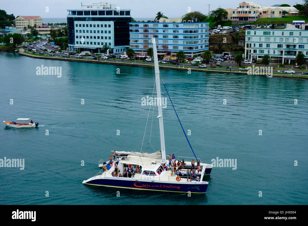 Boat in Harbour Port of Castries, St Lucia, Caribbean Stock Photo - Alamy