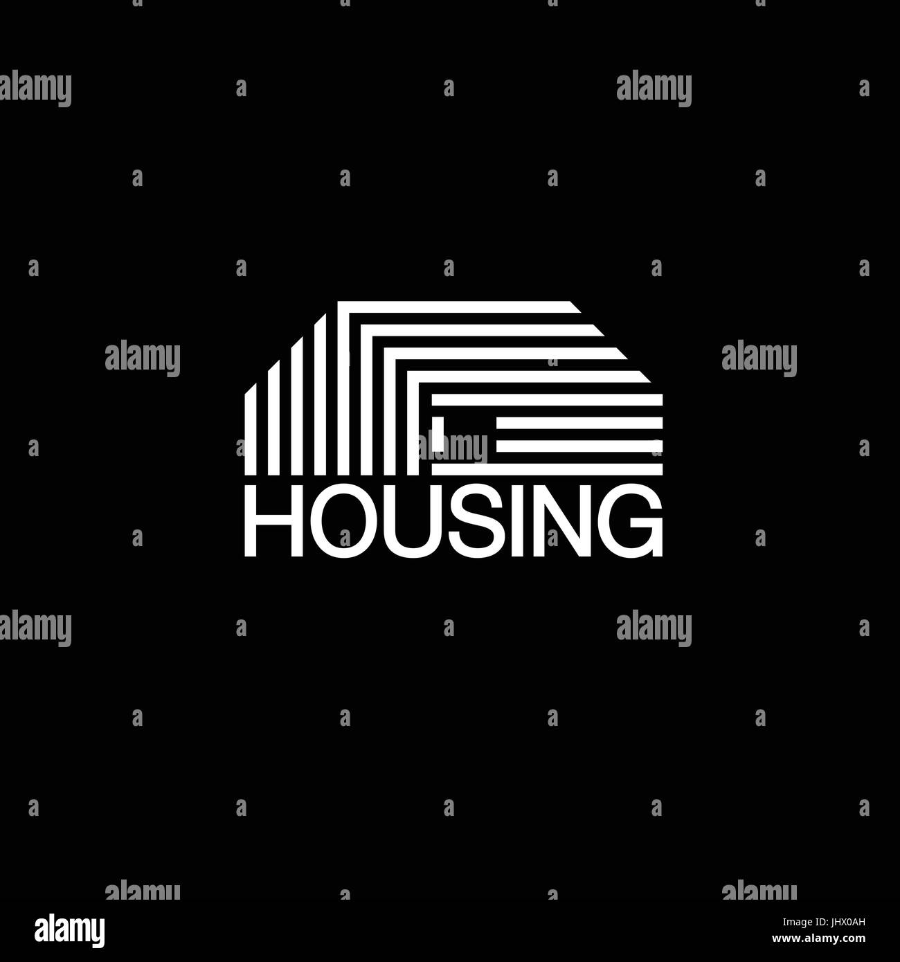 Mono line house logo. Monochromatic vector logotype. On black ...