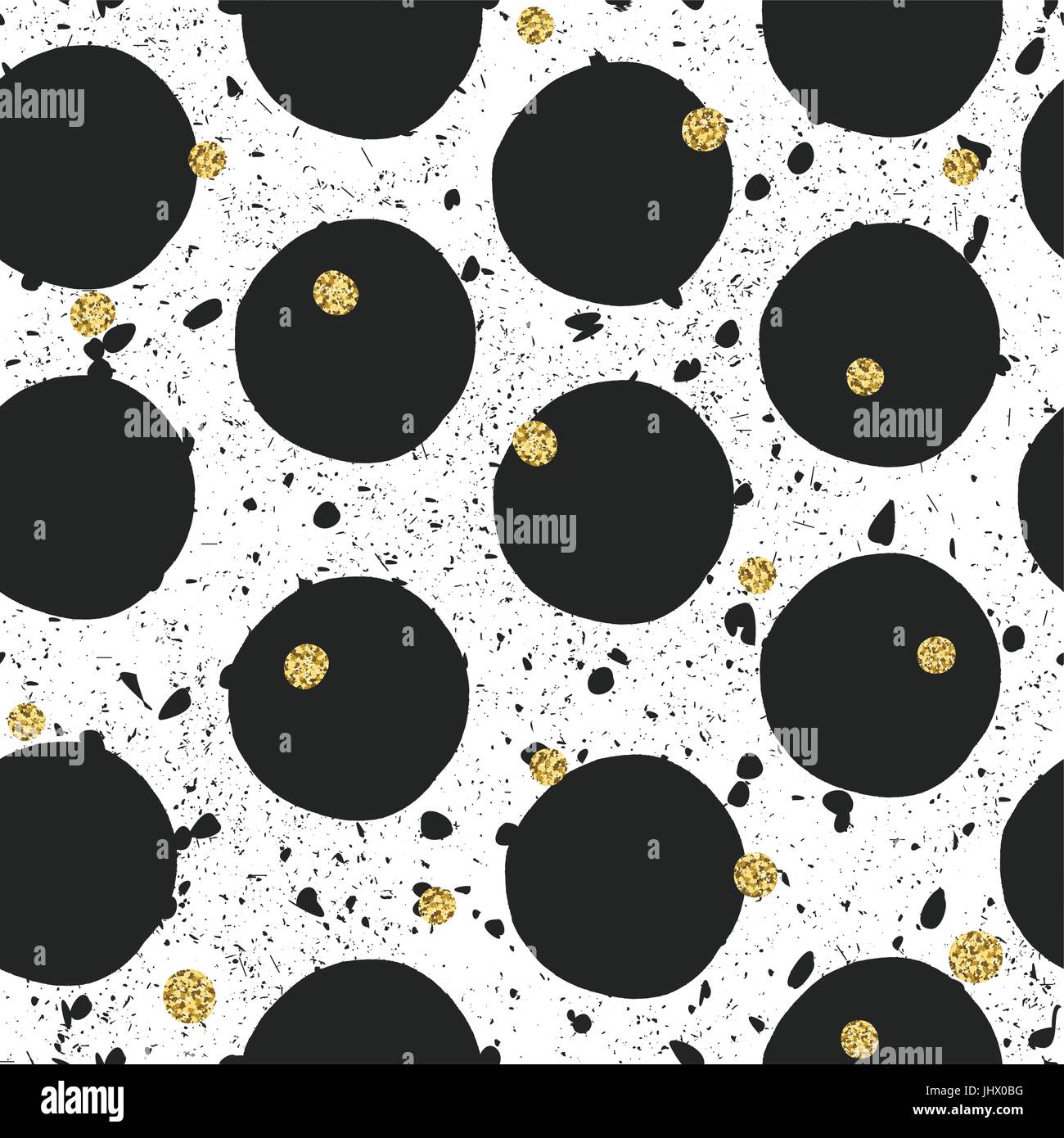 Seamless chaotic particles pattern. Golden dots. Black particles on ...