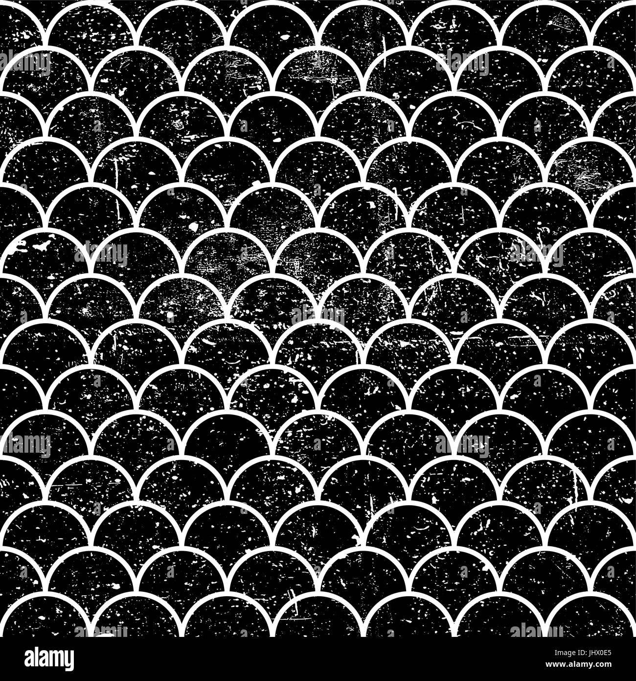 Grunge fish scales monochrome seamless pattern. Abstract black asian ...
