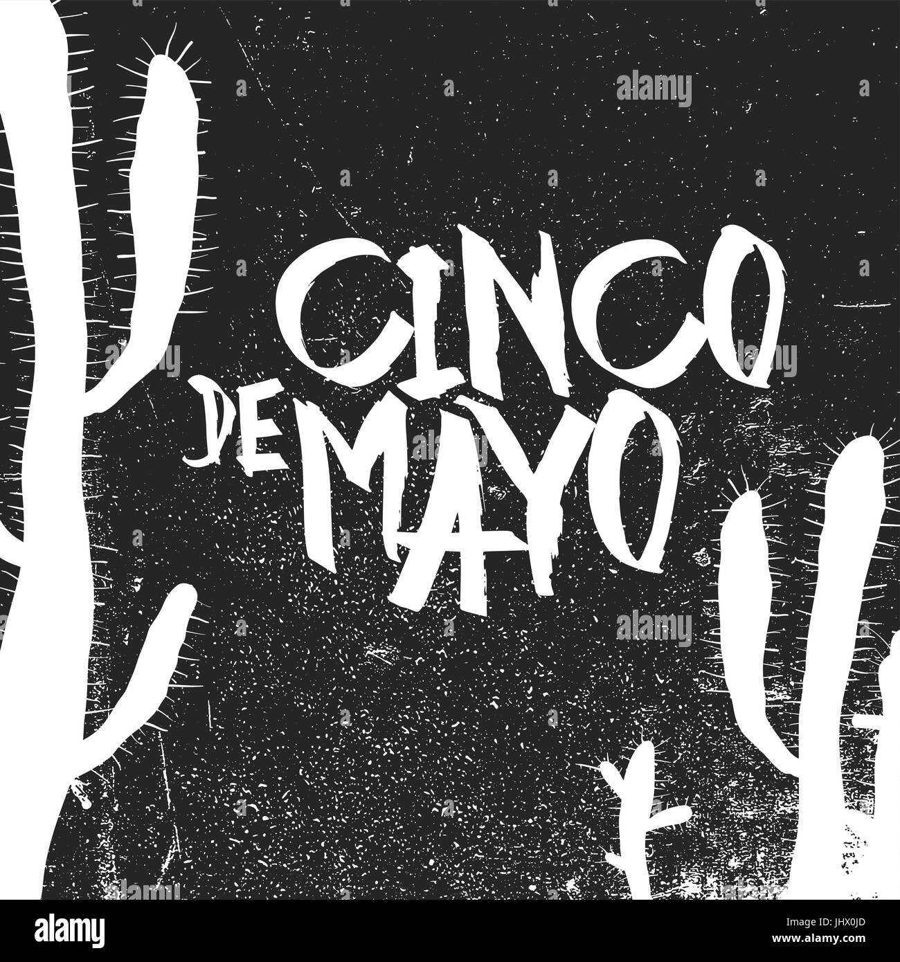 Cinco De Mayo Vector Illustration Grunge Monochrome Holiday Vector
