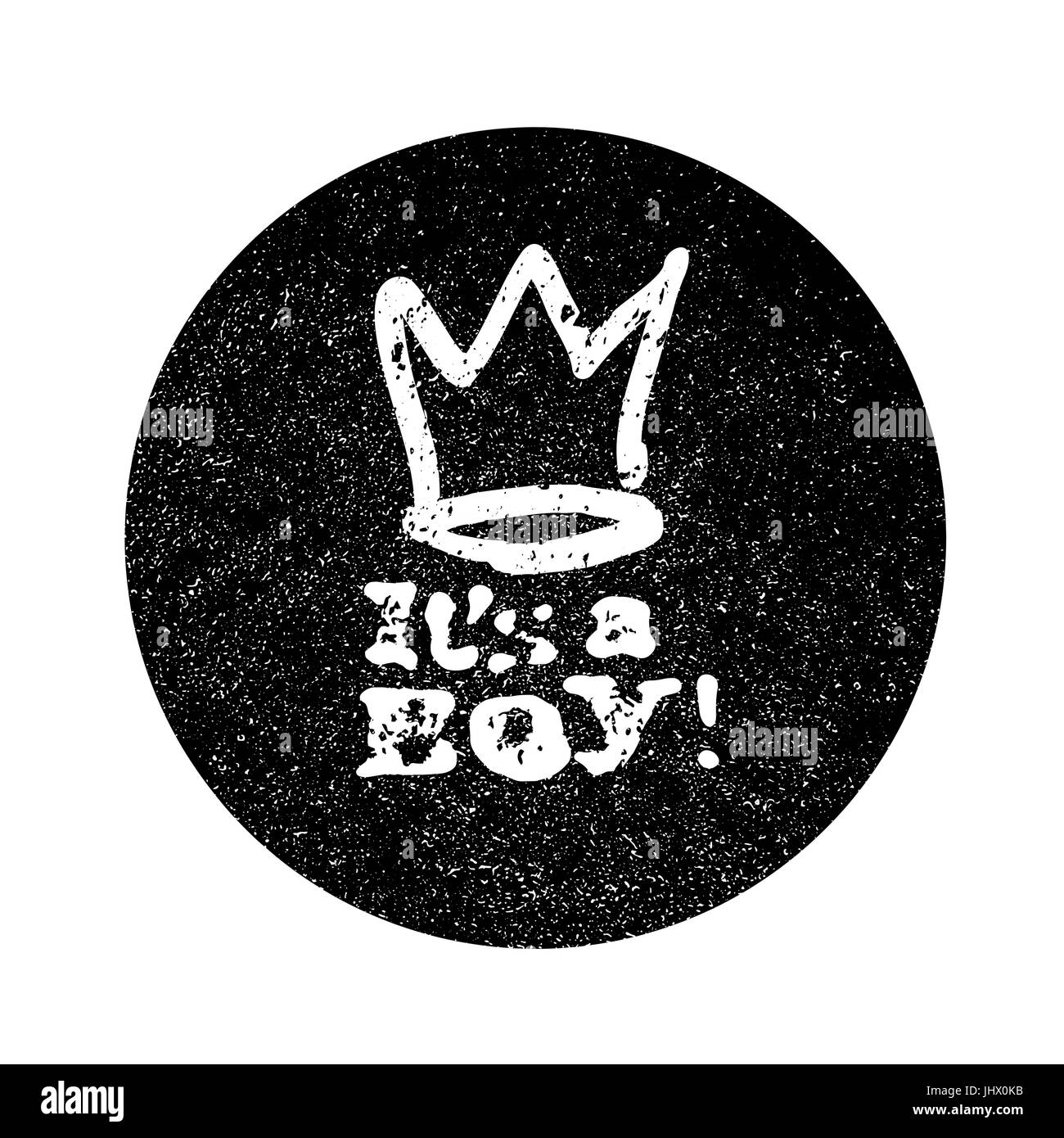 It's a boy lettering. Grunge monochrome circle background. Baby shower ...