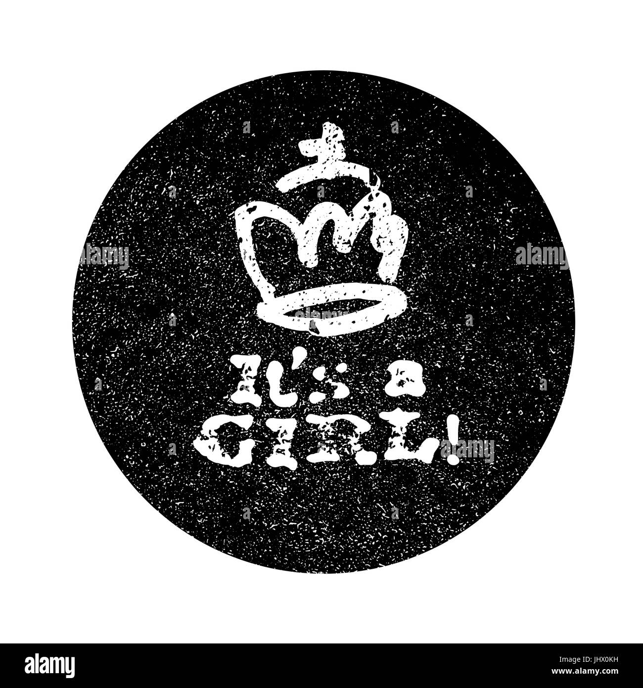 It's a girl lettering. Grunge monochrome circle background. Baby shower ...