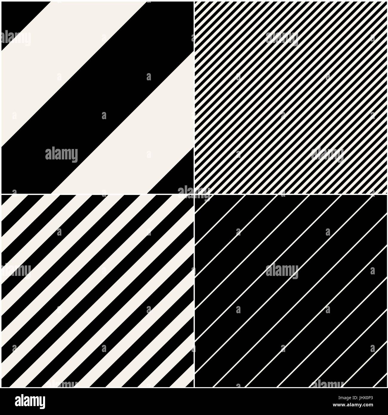 Four diagonal patterns collection. Diagonal lines seamless black and white pattern. Repeat ...