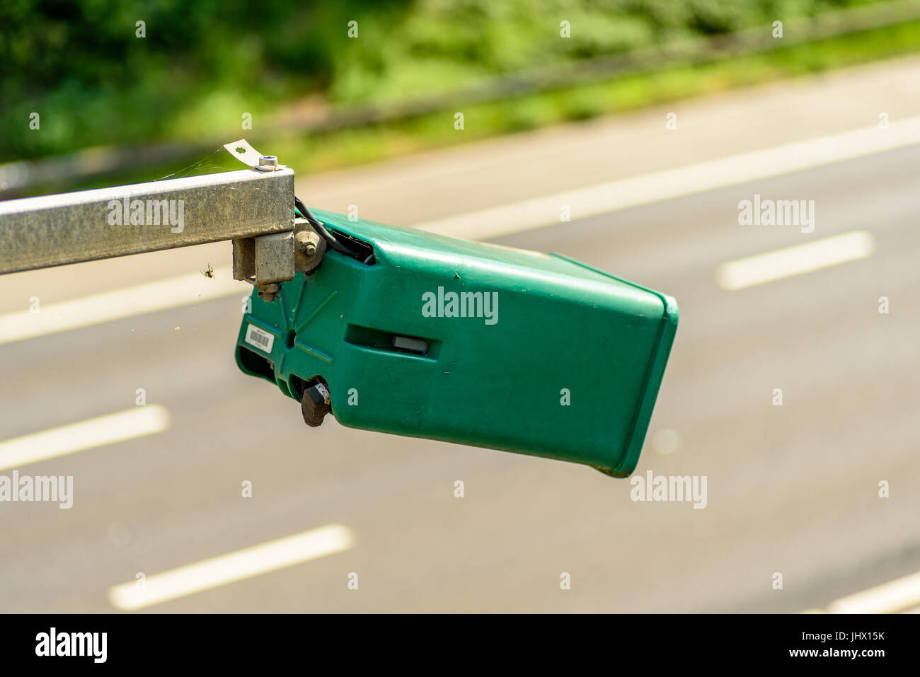 Day view of average speed traffic camera over UK Motorway Stock Photo ...