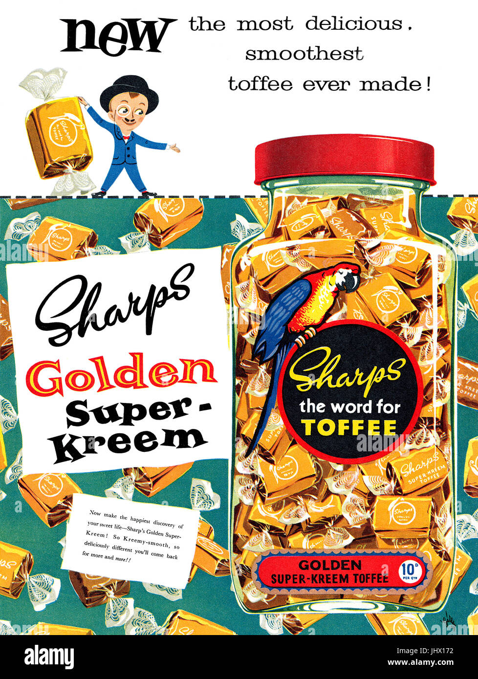 1957 British advertisement for Sharps Golden Super-Kreem Toffee Stock ...