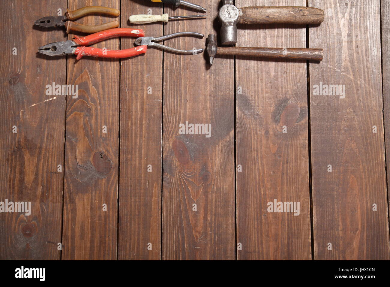 tools for repair knives hammers keys pliers Stock Photo - Alamy