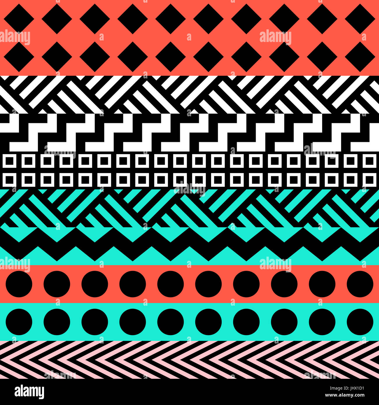 Retro color tribal seamless pattern. Fancy abstract geometric art print ...