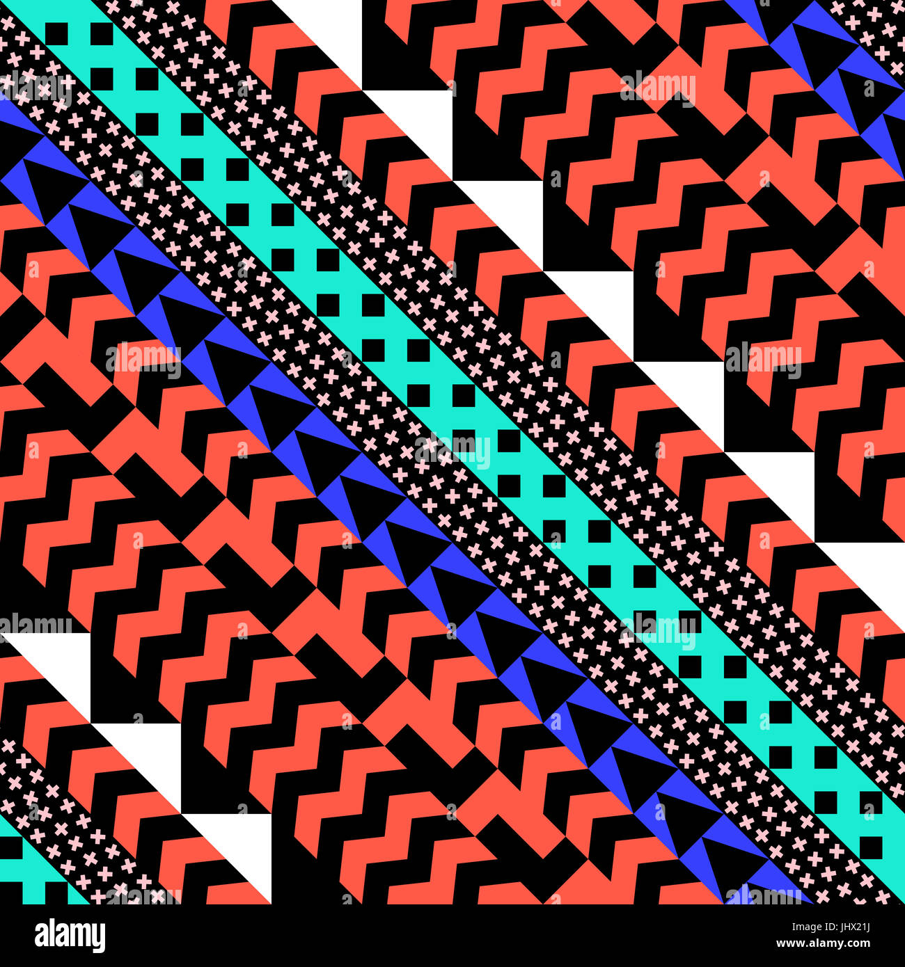 Retro color tribal seamless pattern. Fancy abstract geometric art print ...