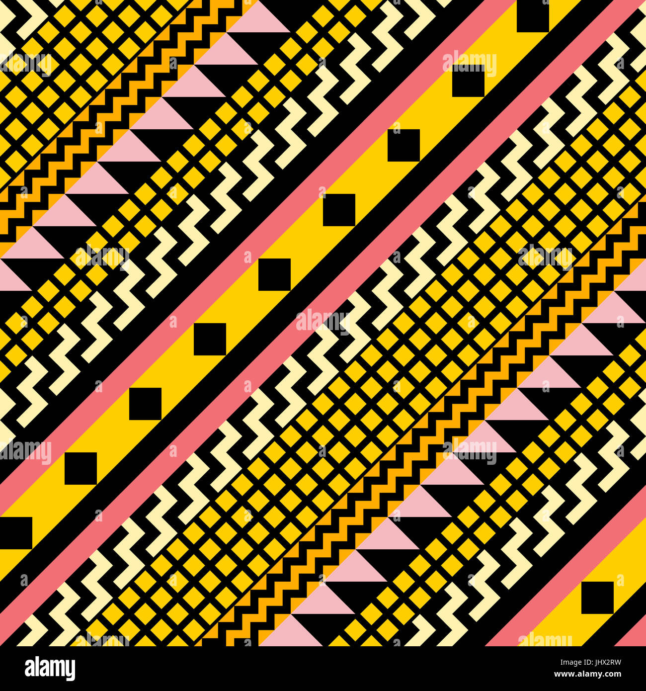 Retro color tribal seamless pattern. Fancy abstract geometric art print ...