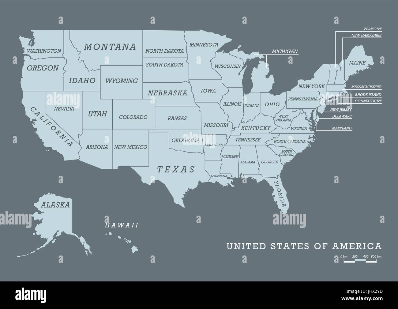 USA map with name of states. Vector illustration Stock Vector Image ...