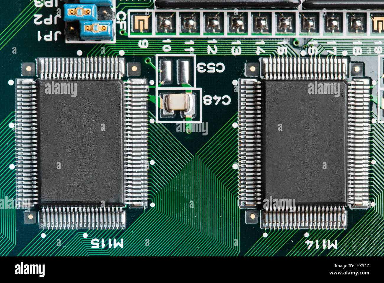 Closeup of electronic circuit board with processor Stock Photo - Alamy