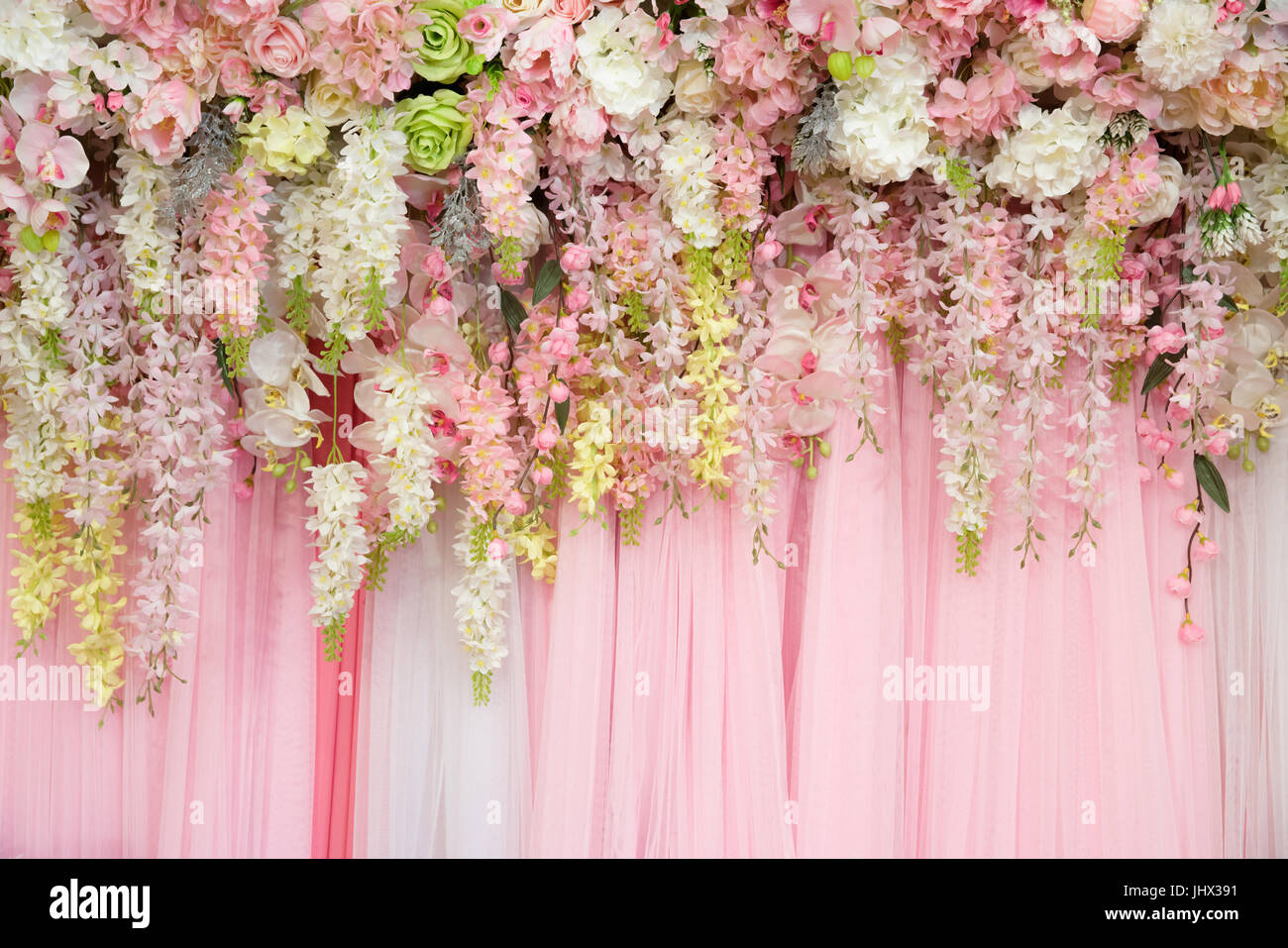 mix beautiful flowers background for wedding ceremony scene decoration ...