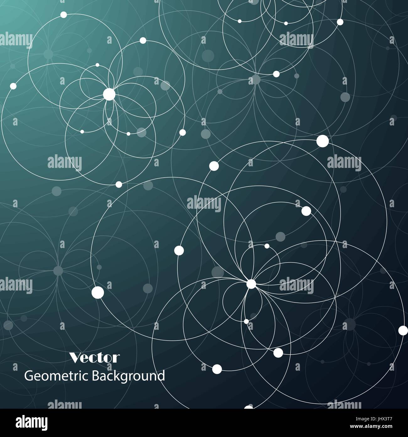 Geometric pattern with connected circles and dots Stock Vector Image ...