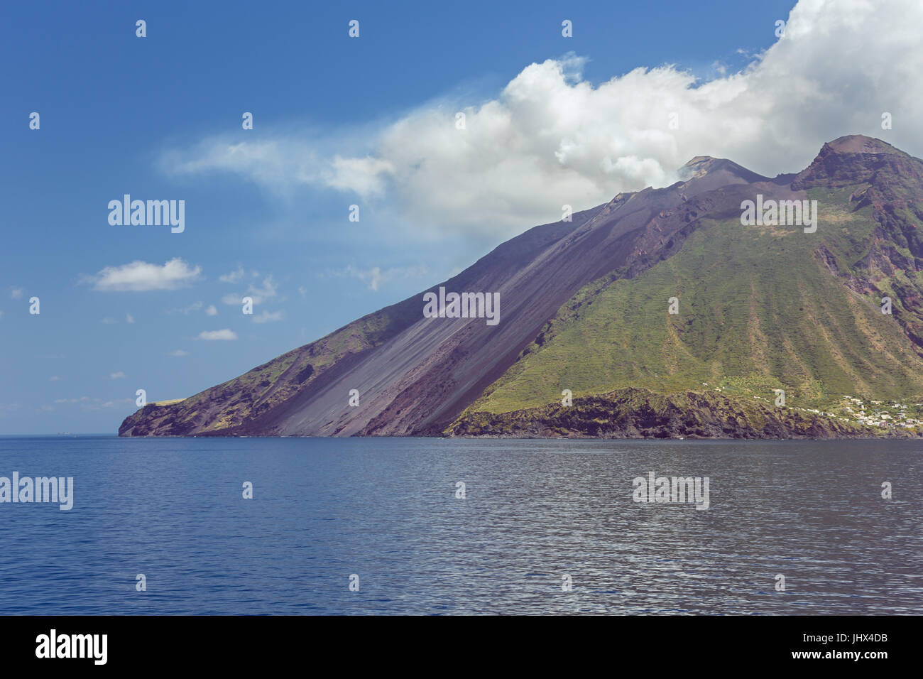Ginostra village next to Stromboli's lava flow. The volcano has erupted ...