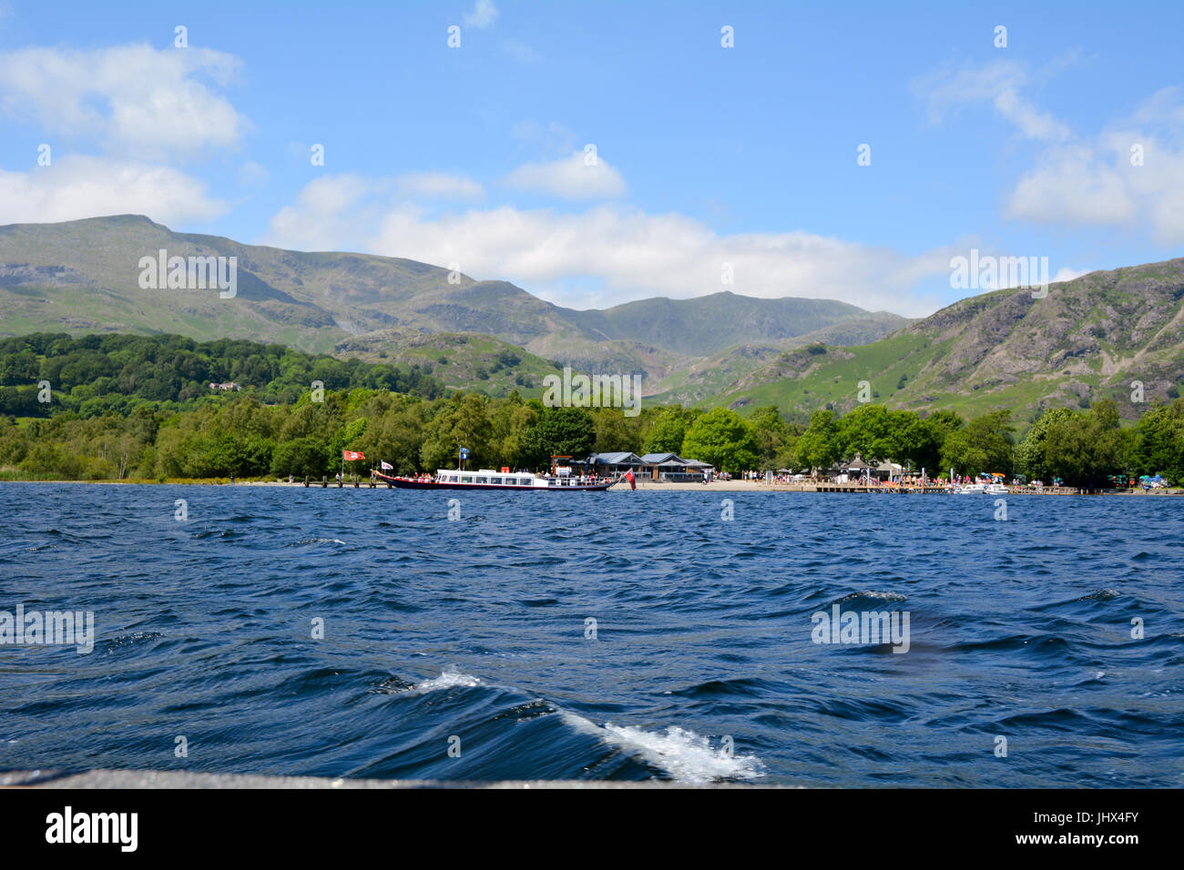 The Steam Yacht Gondola ferry boat on Coniston Water with The Old Man ...