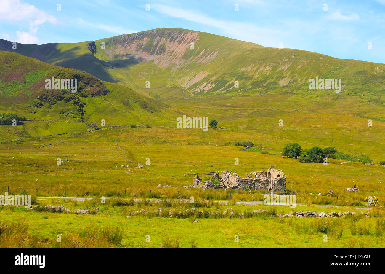 Upland landscape view to Moel Eilio mountain, Mount Snowdon, Gwynedd ...
