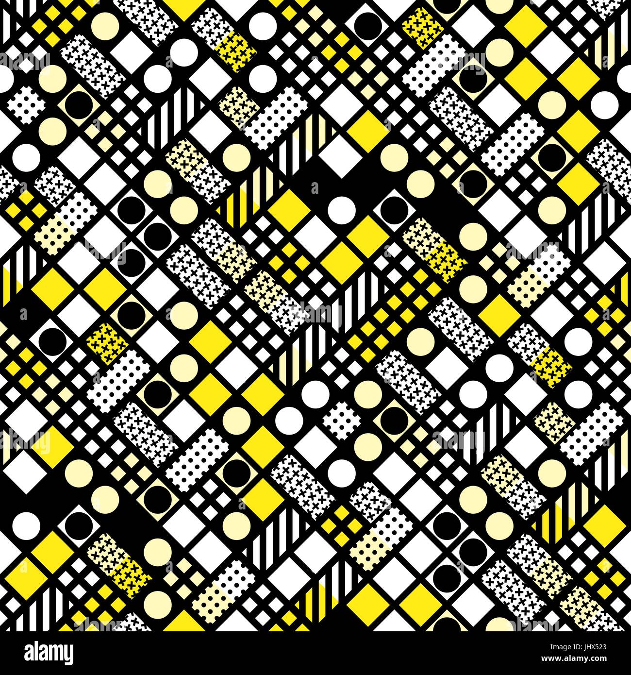 Decorative geometric shapes tiling. Monochrome trendy irregular pattern ...