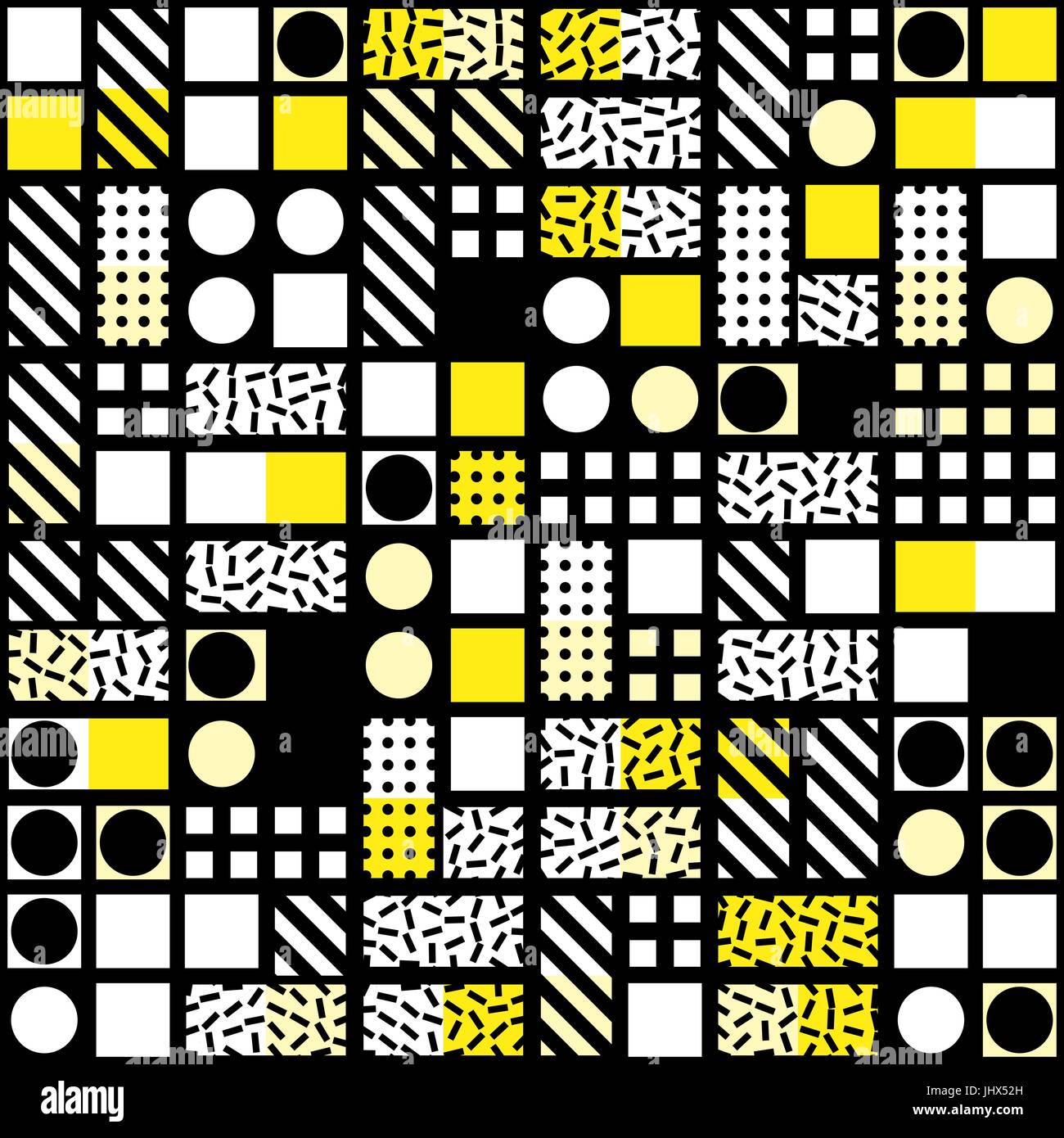 Decorative Geometric Shapes Tiling Monochrome Trendy Irregular Pattern Abstract Background