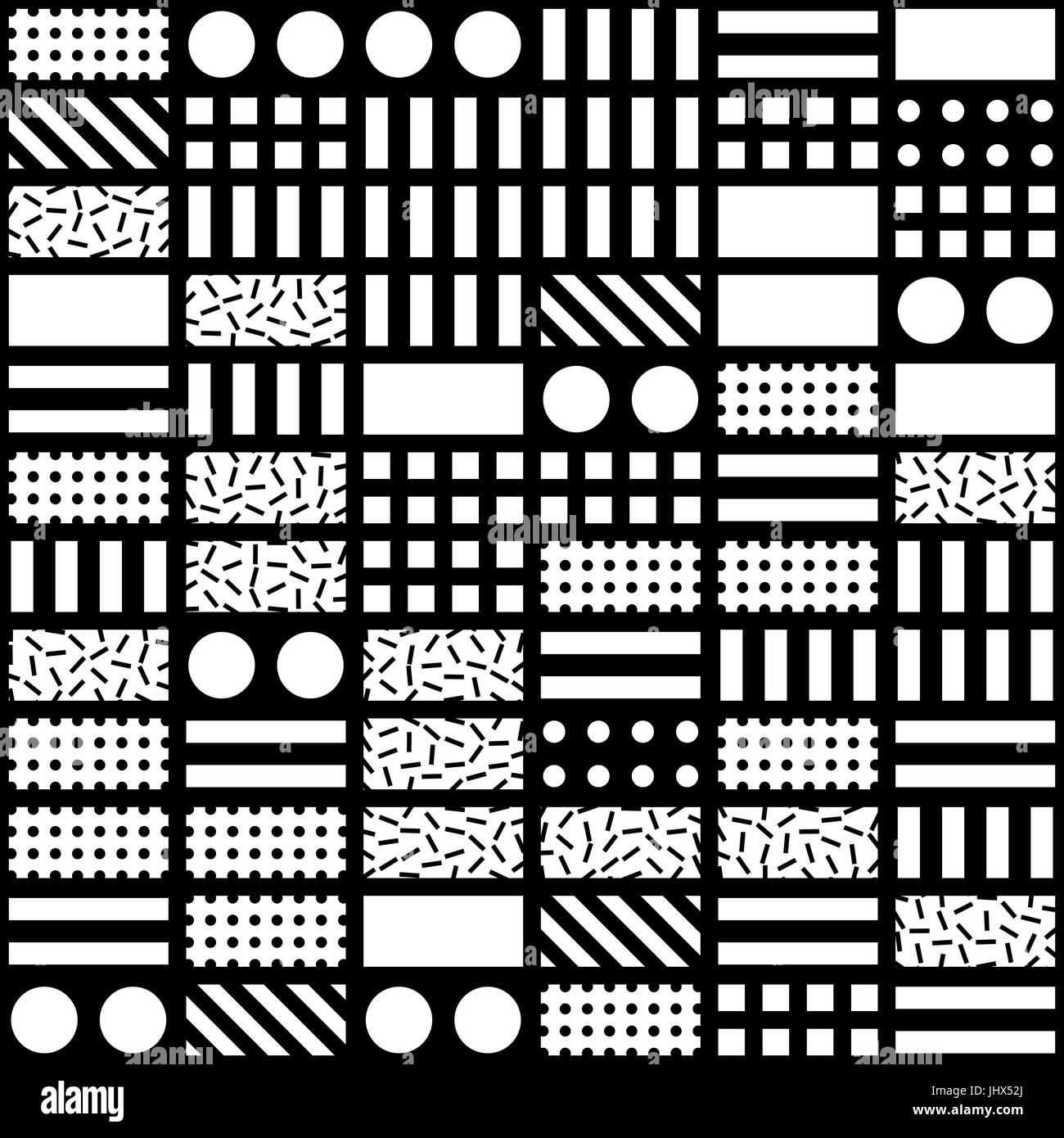 Decorative Geometric Shapes Tiling Monochrome Trendy Irregular Pattern Abstract Background