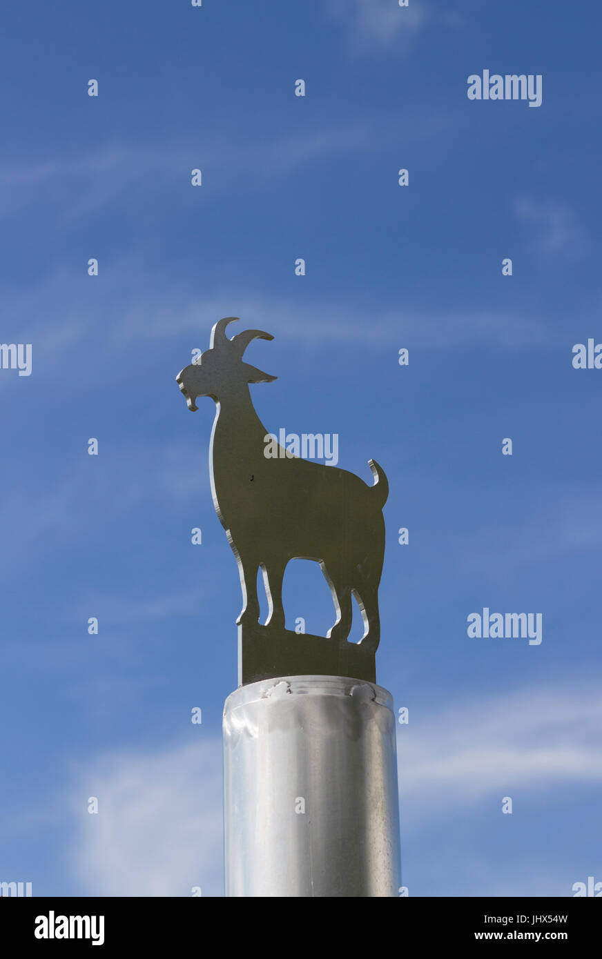 Goat emblem on metal pole Stock Photo - Alamy