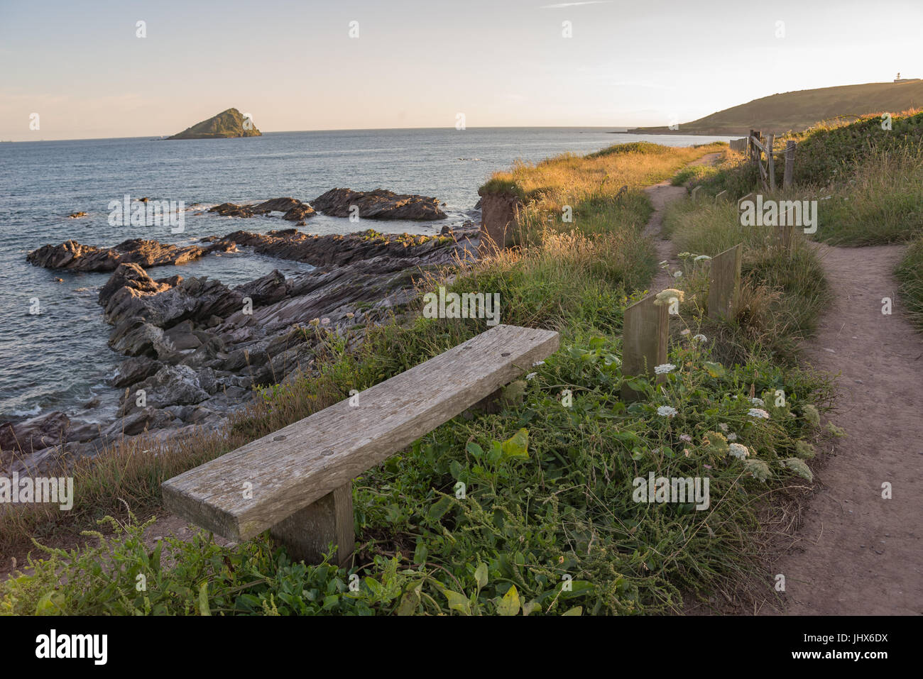 Bench on the coastal path Stock Photo - Alamy