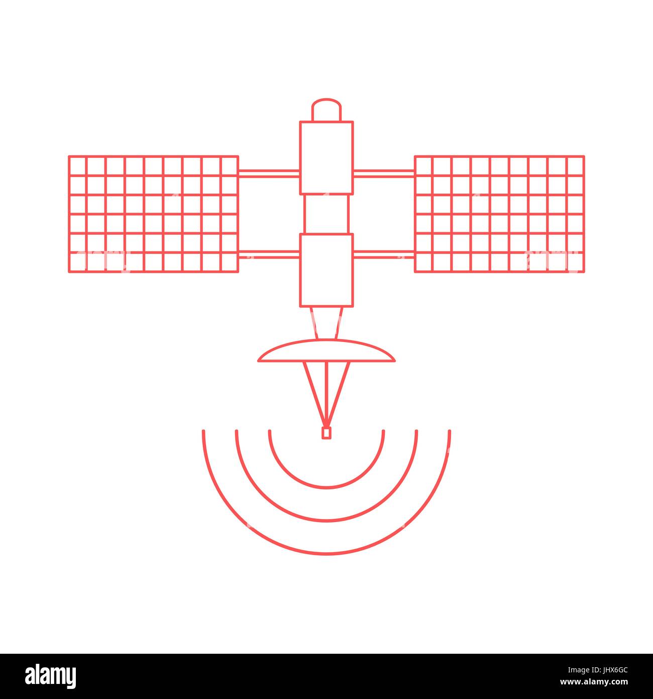 Stylized vector icon of space satellite. Design for banner, poster or ...