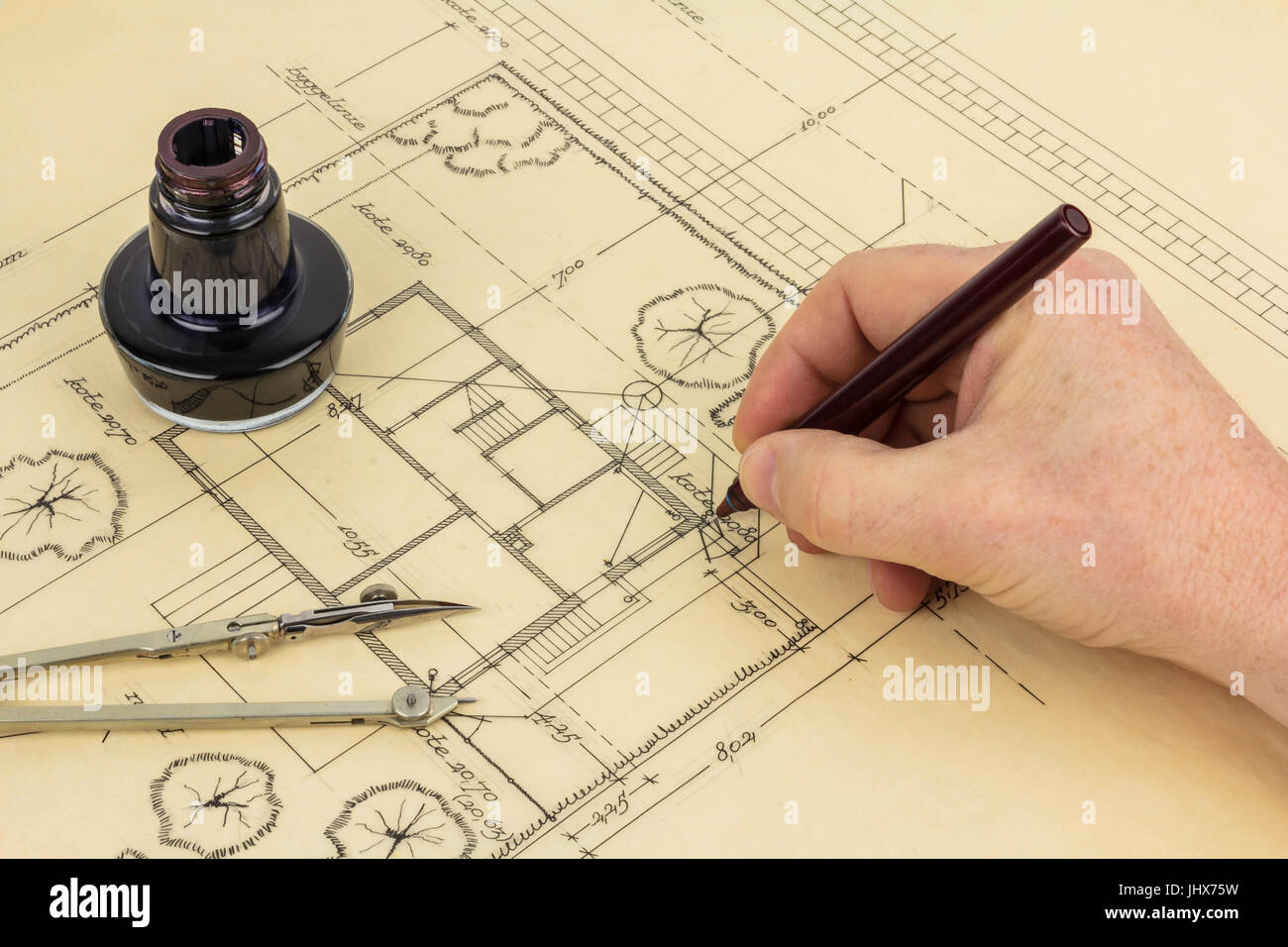 Architectual drawing in an old fashioned way Stock Photo - Alamy