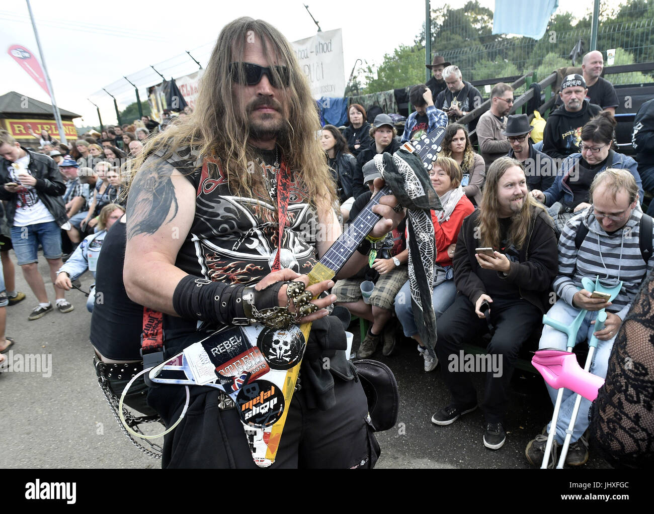 Vizovice, Czech Republic. 15th July, 2017. Metal fans attend the music ...