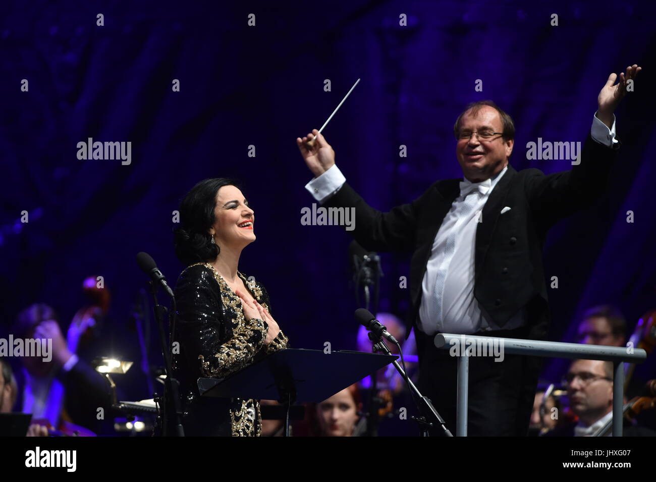 Romanian opera singer ANGELA GHEORGHIU (left) and Czech conductor LEOS ...
