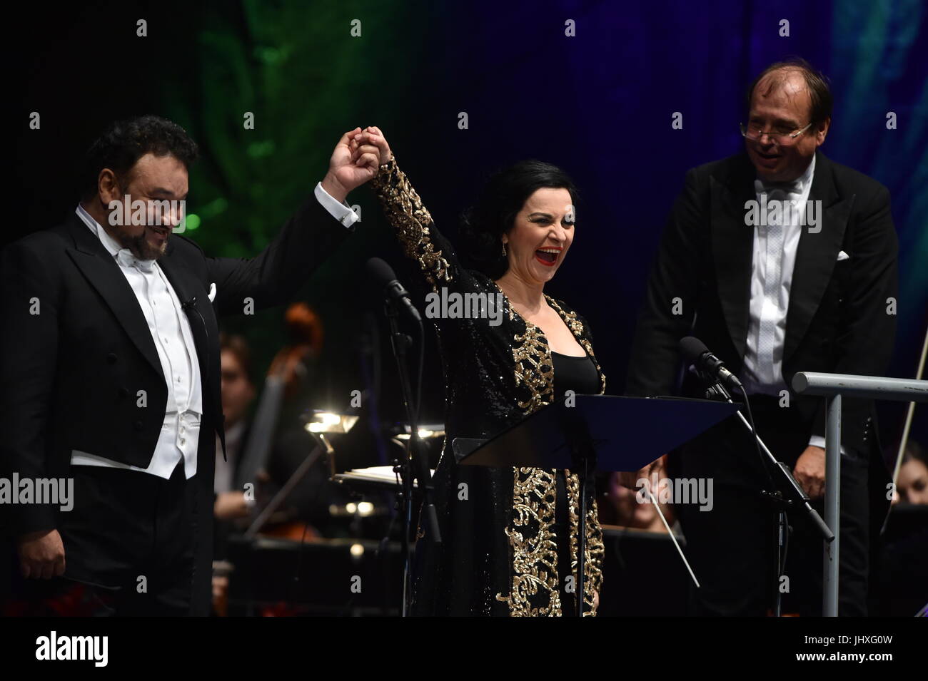 Romanian opera singer ANGELA GHEORGHIU (center), Mexican tenor RAMON ...