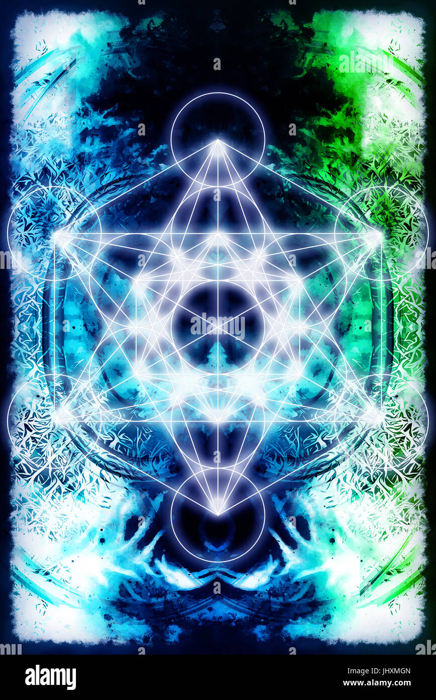 Light merkaba on abstract background. Sacred geometry Stock Photo - Alamy