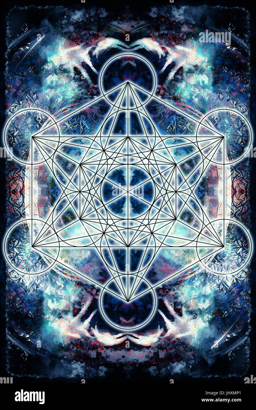 Light merkaba on abstract background. Sacred geometry Stock Photo - Alamy