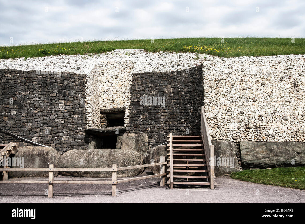 Entrance to neolithic passage tomb at Newgrange neolithic in Bru na ...