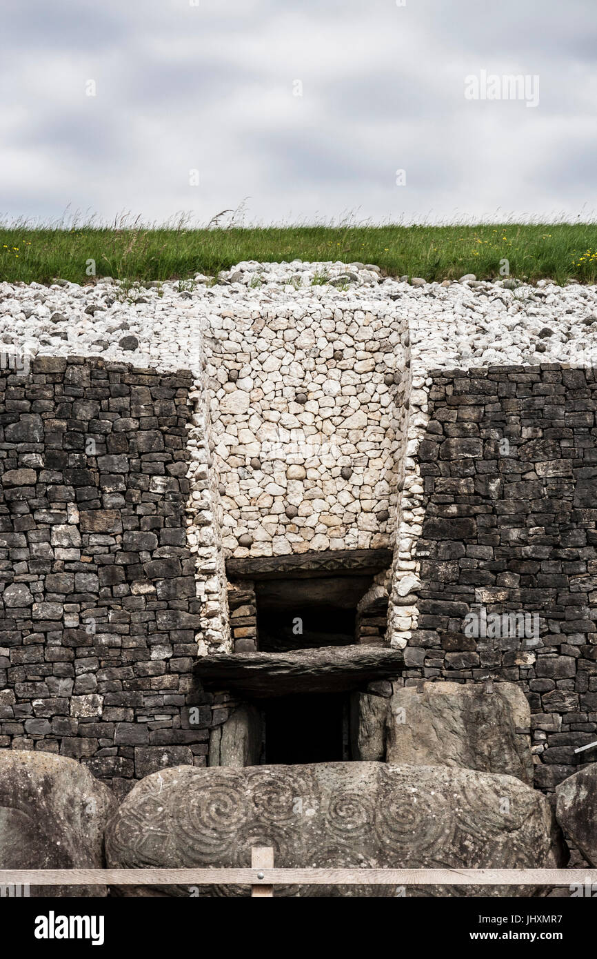Entrance to neolithic passage tomb at Newgrange neolithic in Bru na ...