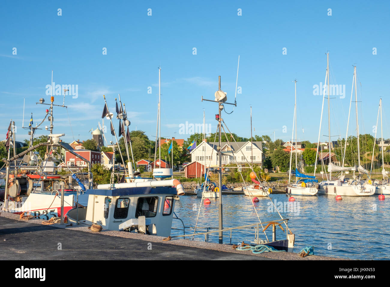Sandvik harbor on Swedish Baltic sea island Öland. Öland is a popular ...