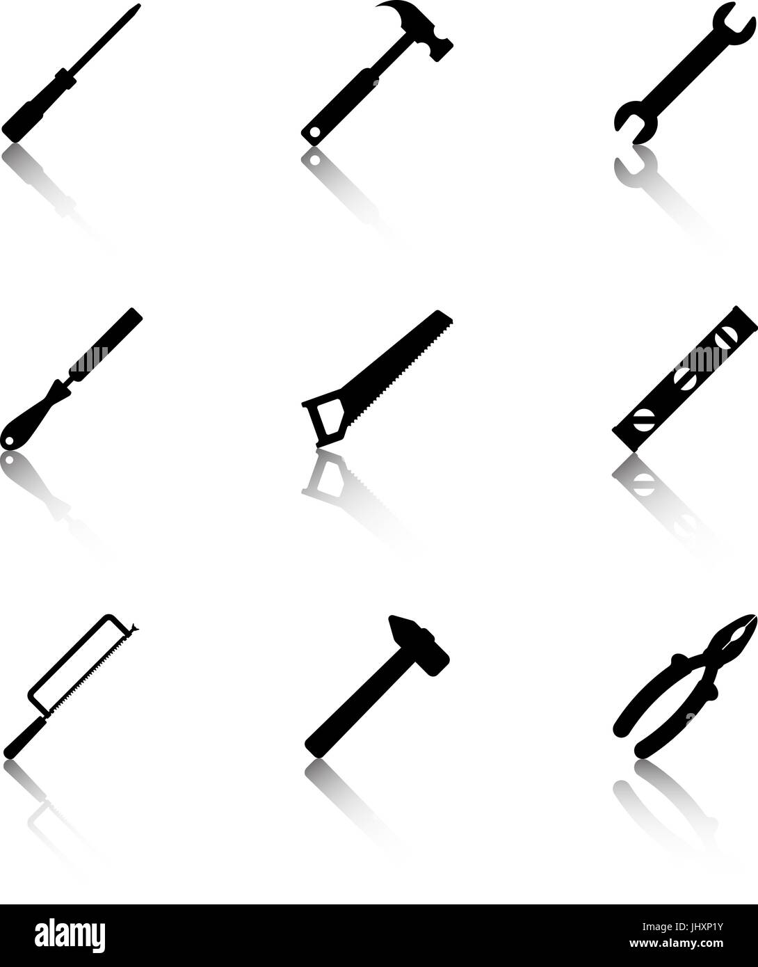 set of black tools with reflection Stock Vector Image & Art - Alamy