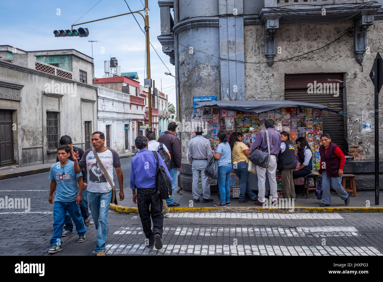 AREQUIPA, PERU - CIRCA APRIL 2014: Typical newstand in the streets of ...