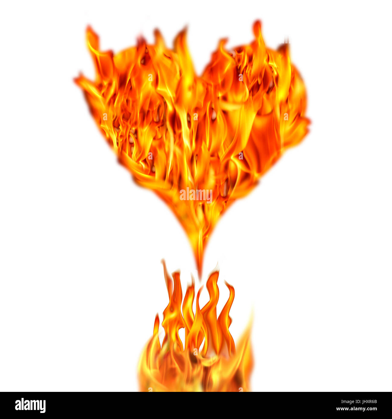 Conceptual image of burning heart shape and fire flames Stock Photo - Alamy
