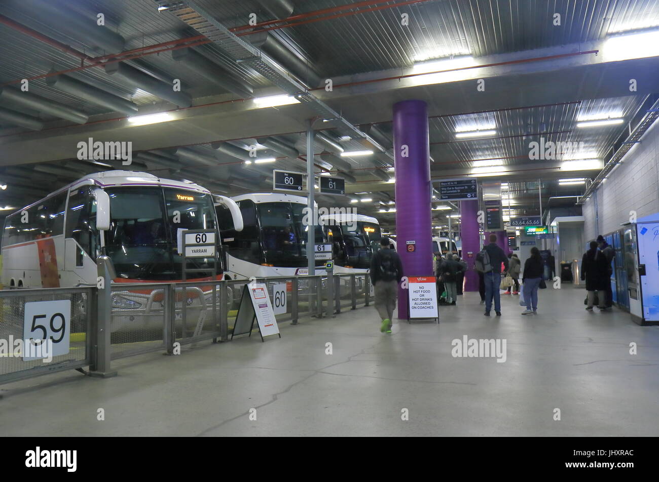 People travel at Southern Cross Station bus terminal in Melbourne ...