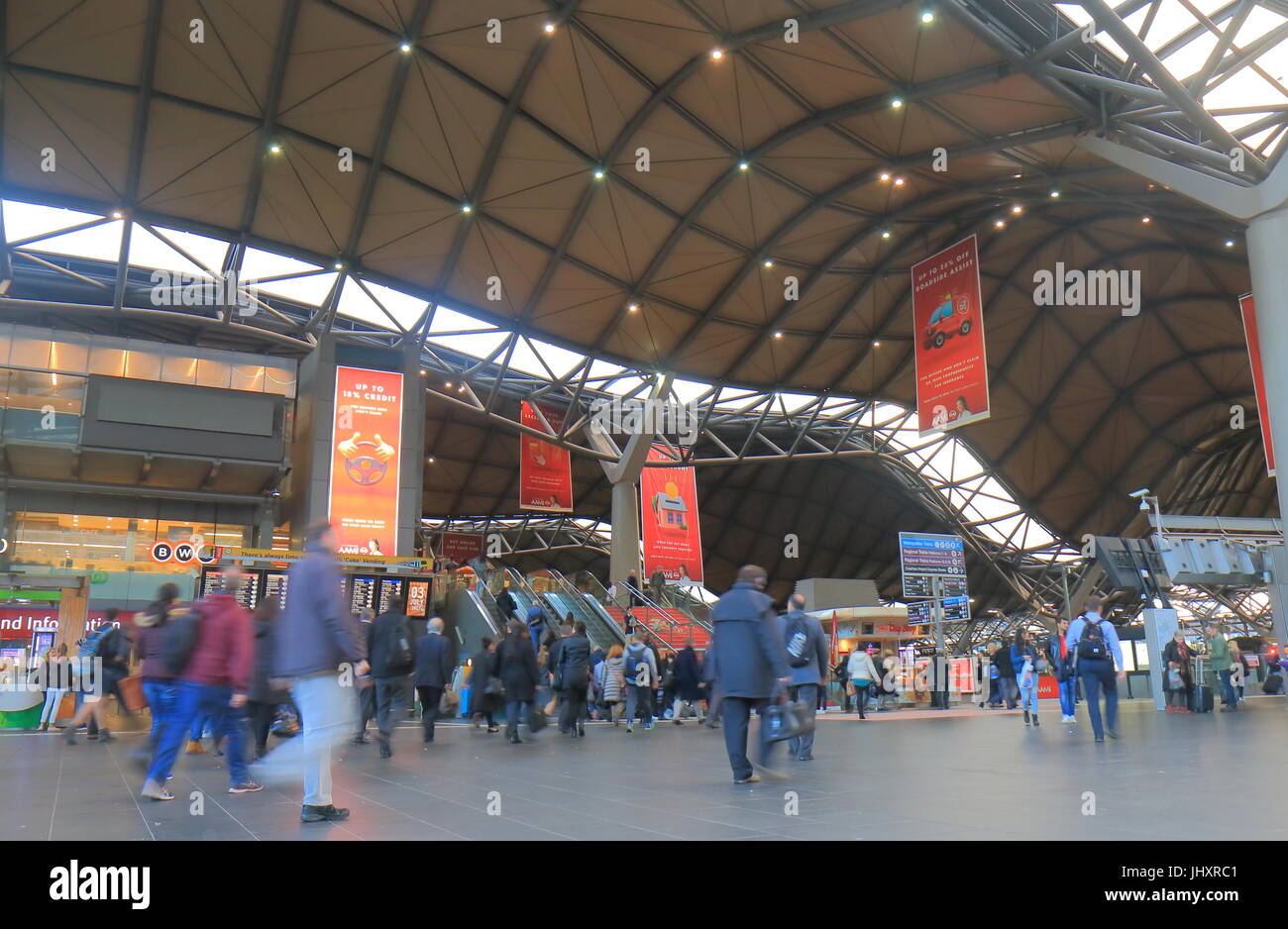 People travel at Southern Cross Station in Melbourne Australia ...
