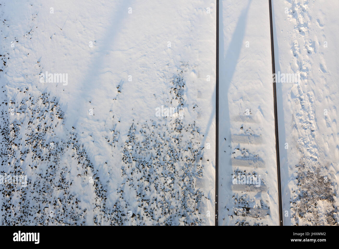 Snow rail track railway winter rail line station perspective hi-res ...