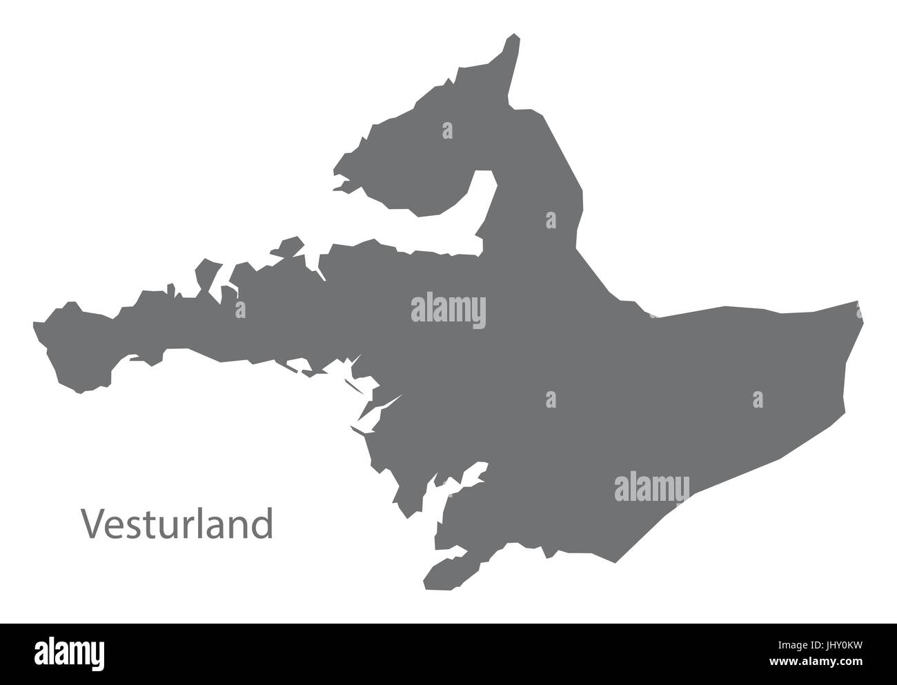 Vesturland Iceland region map grey illustration silhouette shape Stock ...