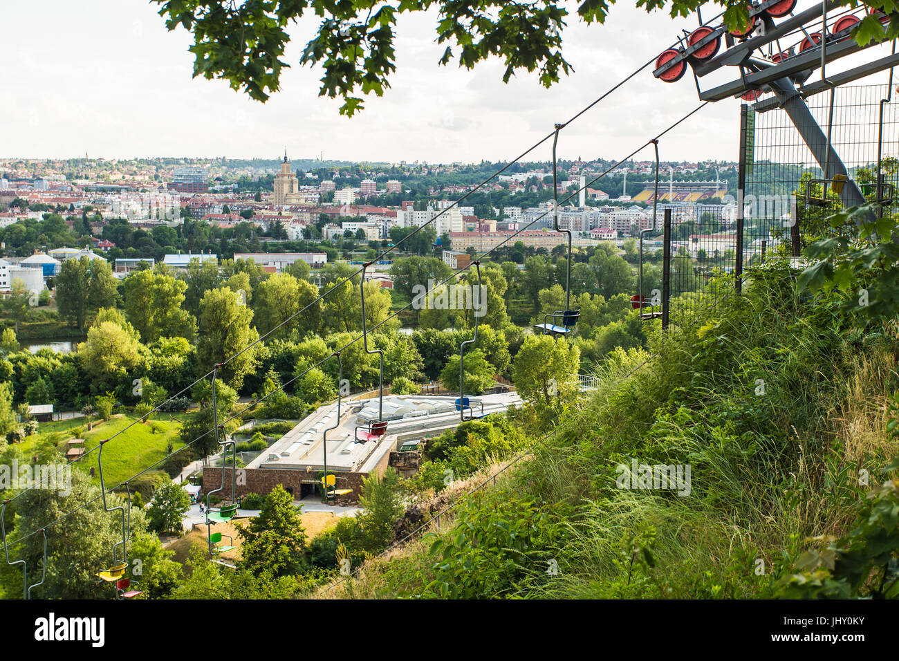 Lift station and cable car in Prague ZOO. Travel destination. Tourism ...