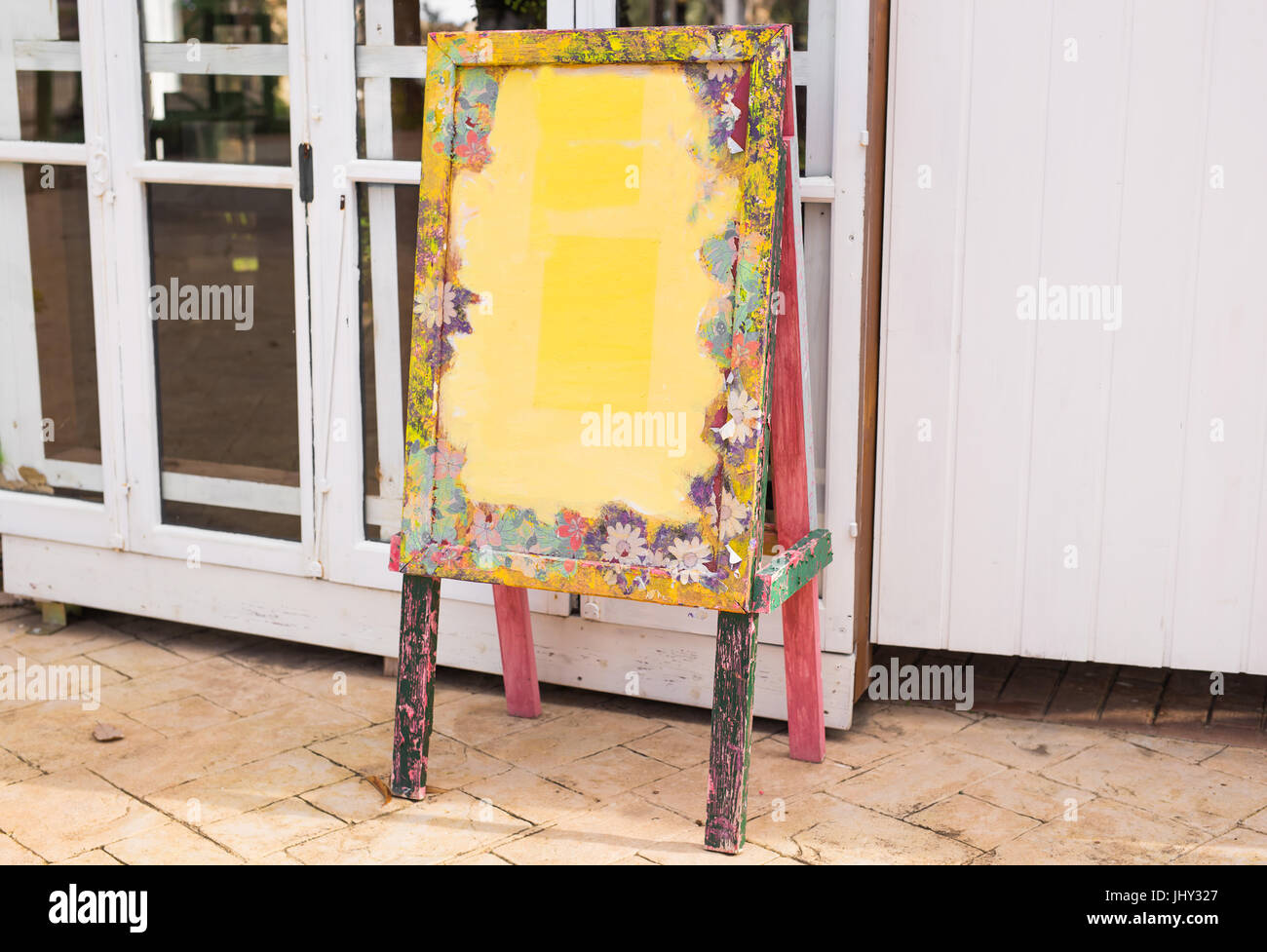 Wooden display board outdoor near the shop or restaurant Stock Photo ...