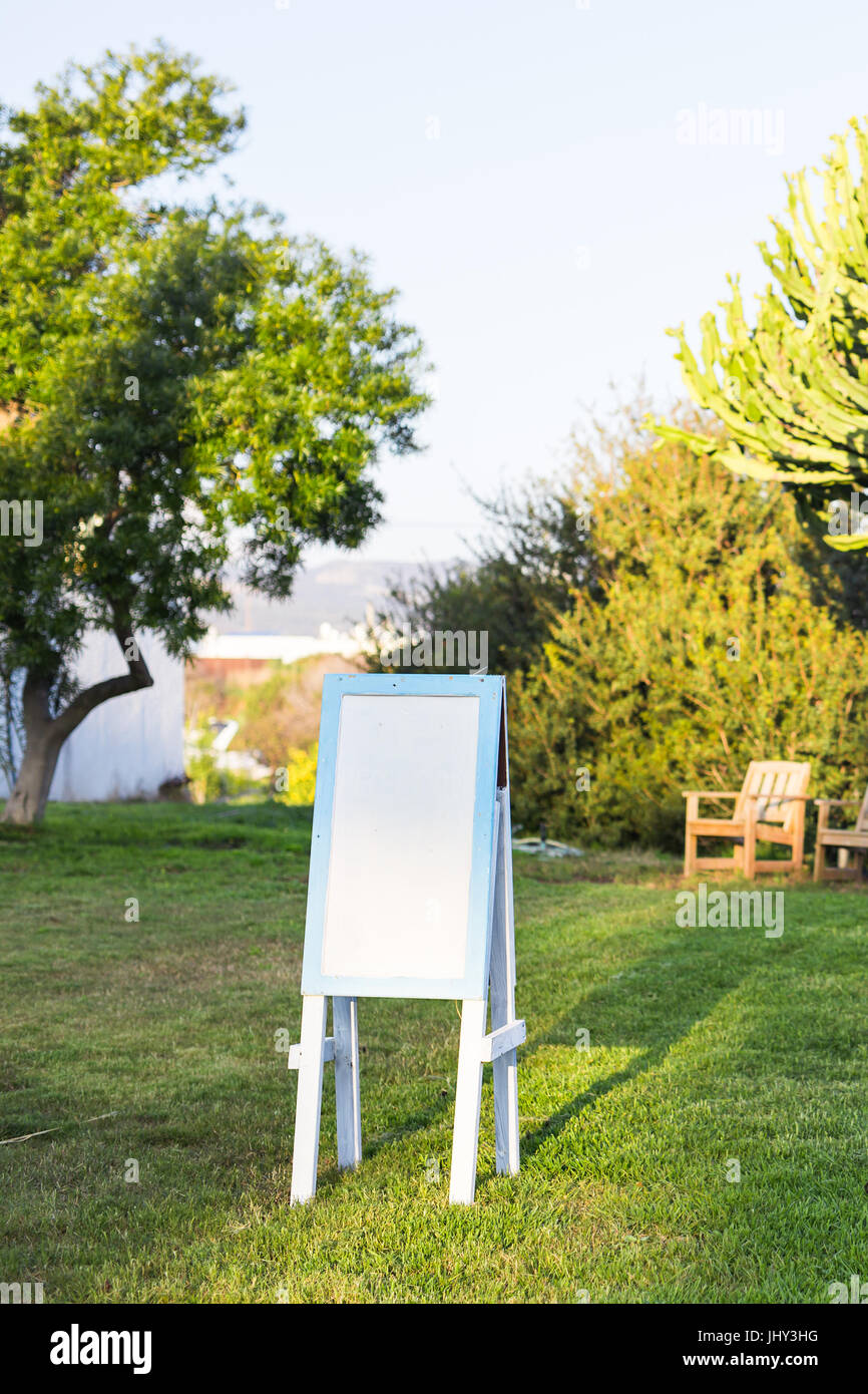 Wooden display board outdoor near the shop or restaurant Stock Photo ...