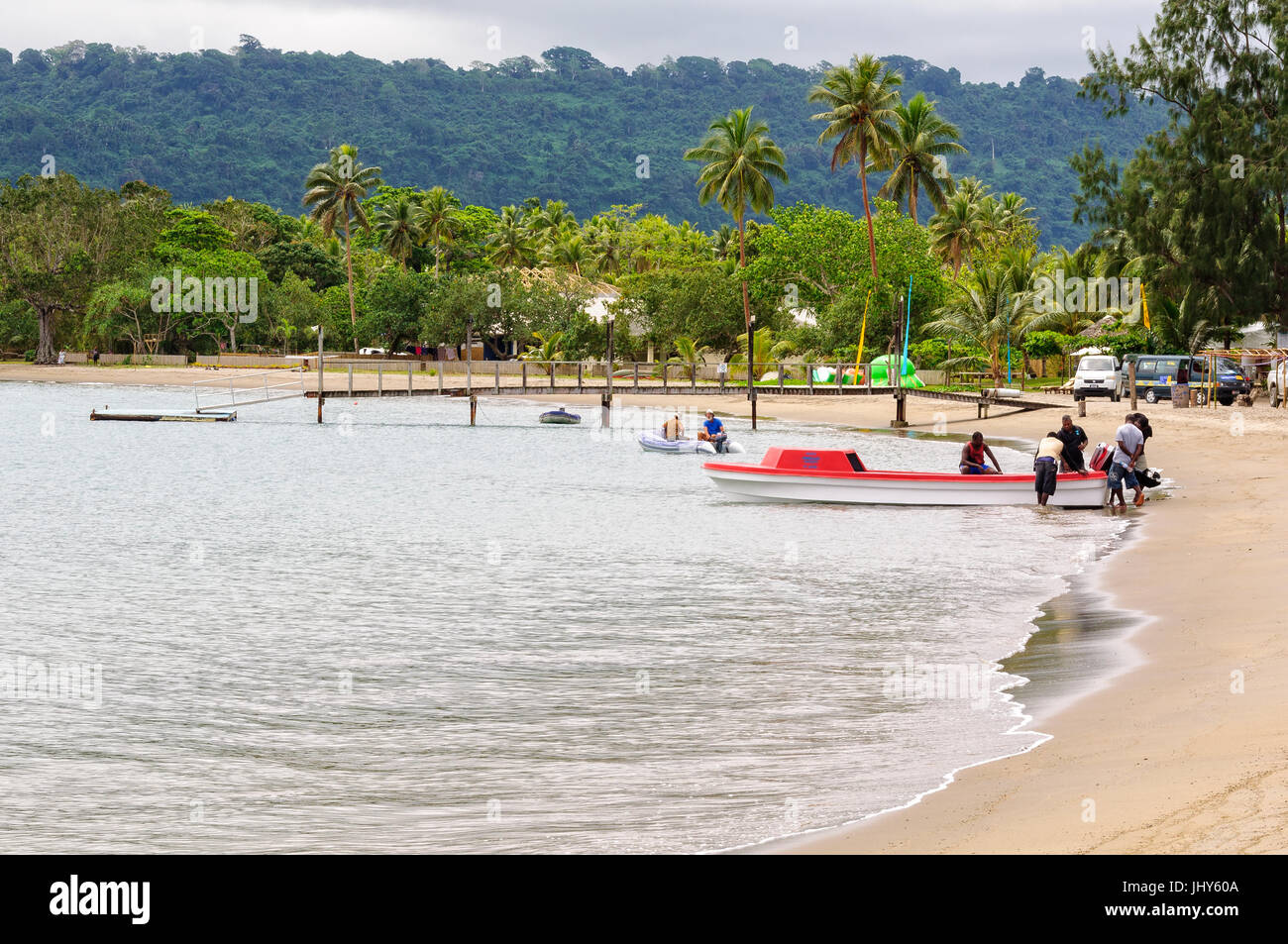 Water taxi in the Mele Bay at Devil's Point Road - Port Vila, Efate ...