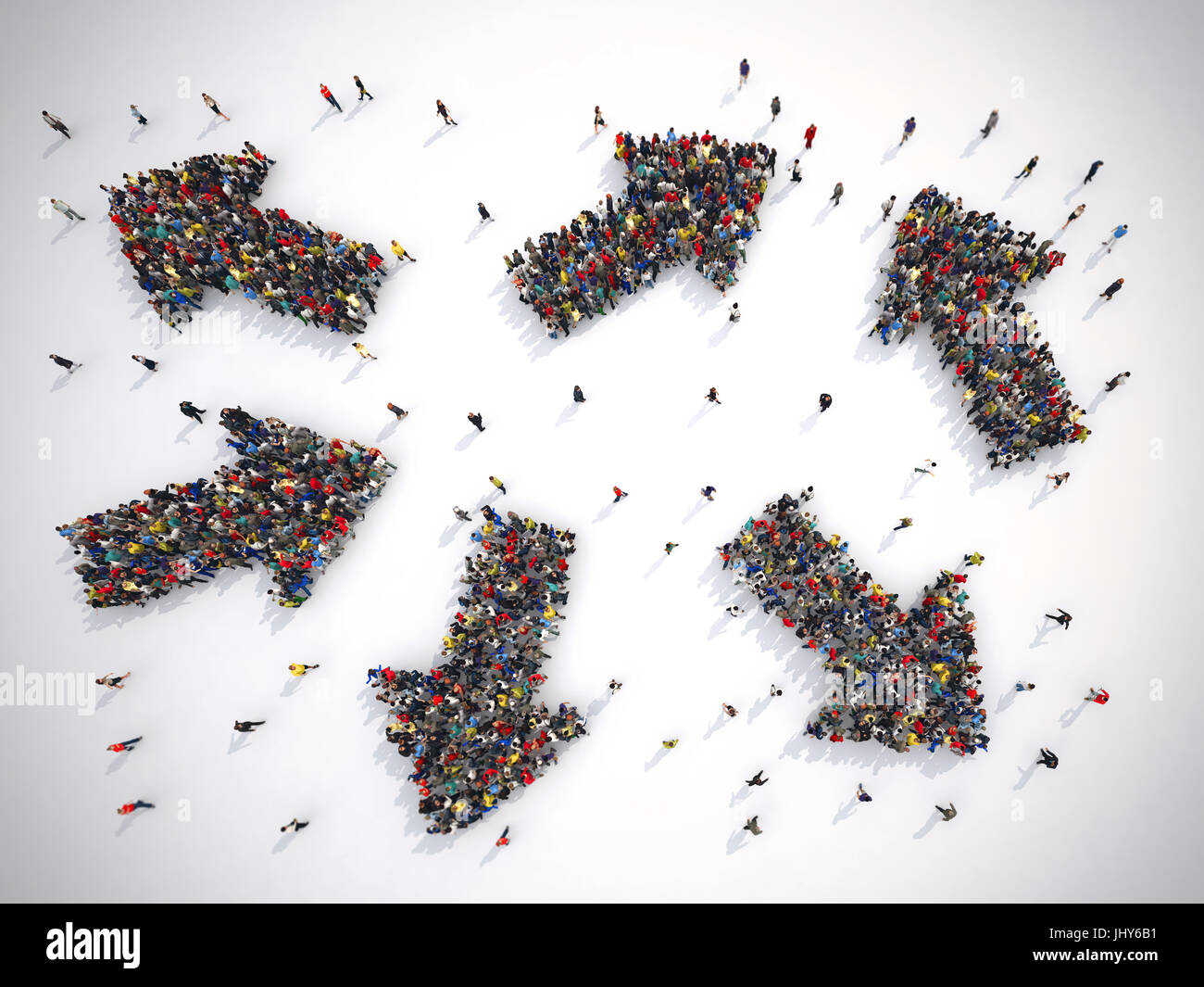 People have to choose the right direction. Concept of confusion. 3D ...