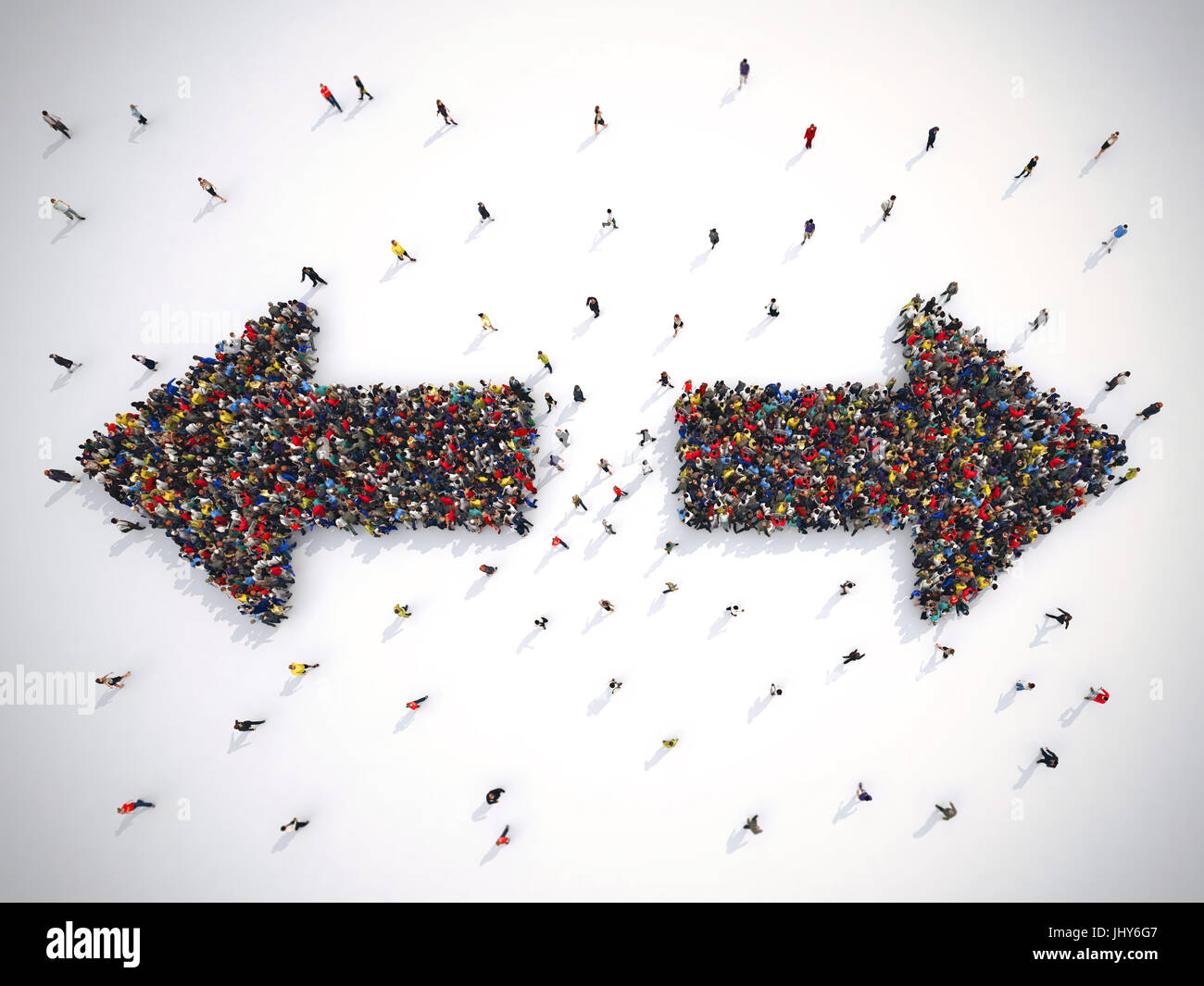 People have to choose the right direction. Concept of confusion. 3D ...